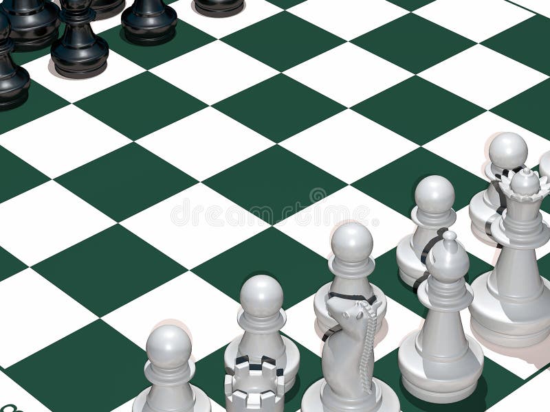 Chess Board Green Full Set Chess Big Diagonal Stock Illustration ...