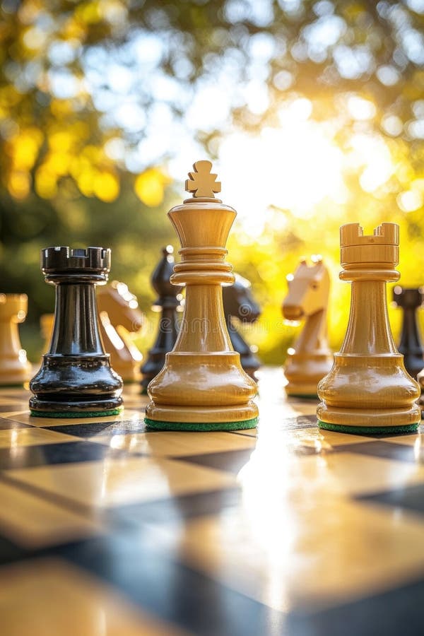 Chess Board with a King and Other Pieces Stock Image - Image of battle ...