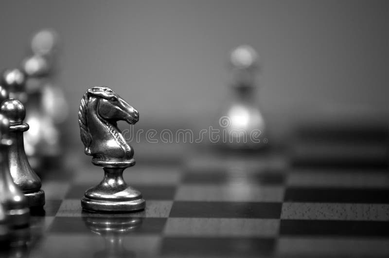 Chess Board Knight Facing Opponent White Match Stock Photos - Free ...