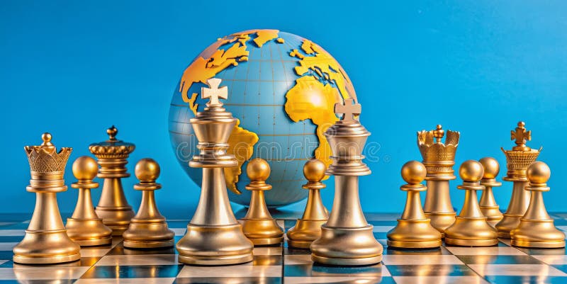 A Chess Board with a Large Globe in the Middle Stock Illustration ...