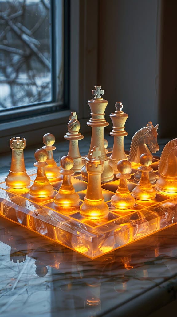 A Chess Board with Lights on it Stock Image - Image of game, lights ...