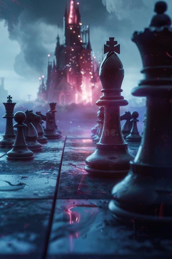 A Chess Board with a Medieval Castle As a Backdrop, Ideal for Depicting ...