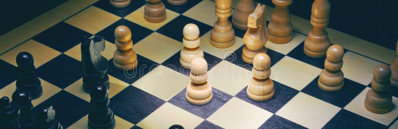 Chess Board with Pawns. Panorama Stock Image - Image of wrestling ...