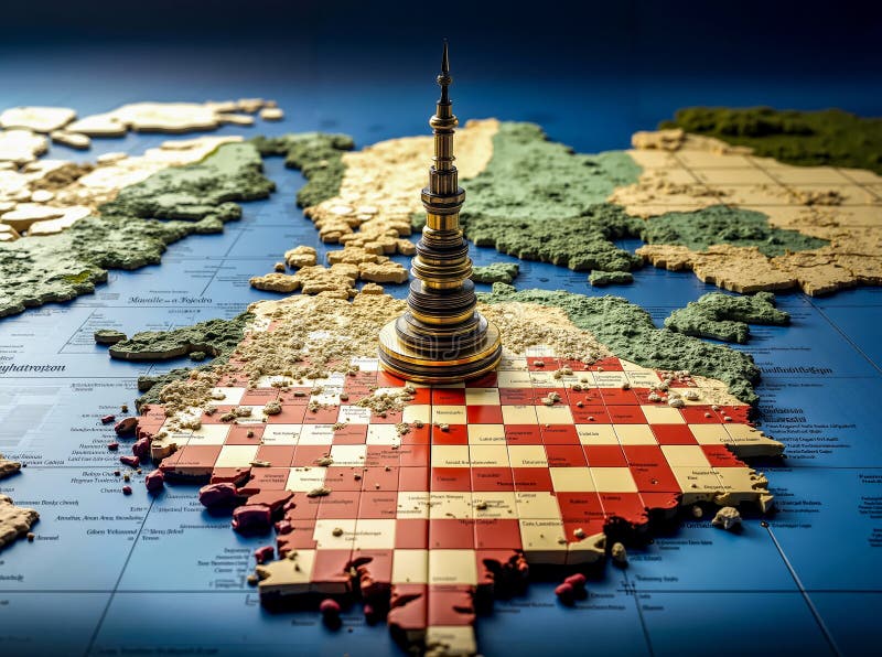 A Chess Board with a Chess Piece on Top of it Stock Illustration - Illustration of puzzle ...