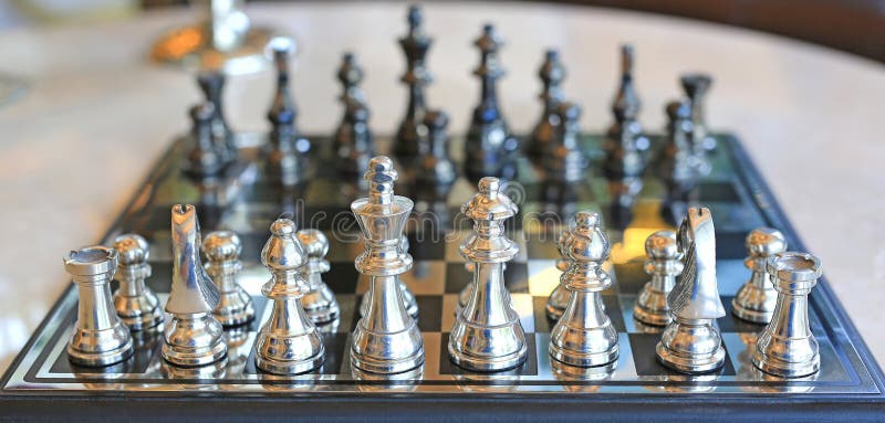 Chess Board with Chess Pieces Stock Photo - Image of competition, game ...
