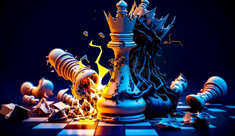 Chess Board with Pieces of Broken Chess Set on Top of it. Generative AI ...