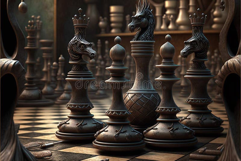 Chess Board with Pieces Concept Idea. Ai Generated Stock Illustration ...