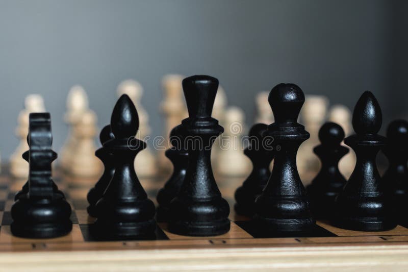 Chess Board with Chess Pieces on a Gray Background Stock Image - Image ...