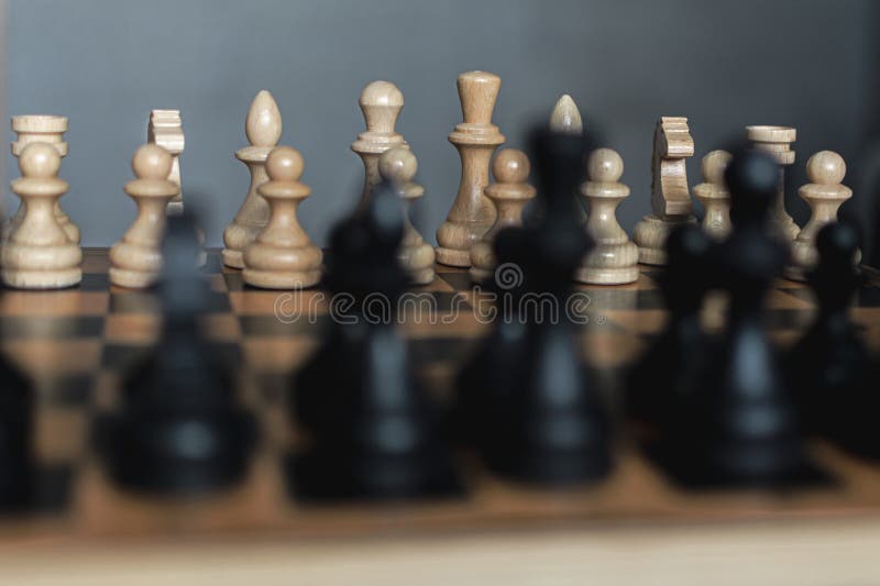 Chess Board with Chess Pieces on a Gray Background Stock Image - Image ...