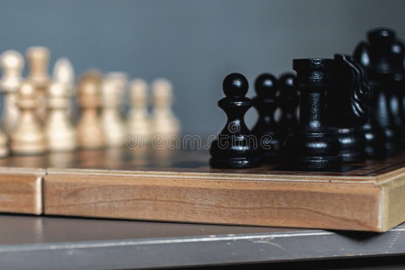 Chess Board with Chess Pieces on a Gray Background Stock Image - Image ...