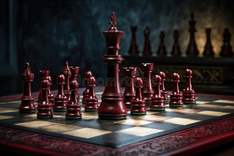 Chess Board with Pieces Set in an Opening Move Stock Photo - Image of ...