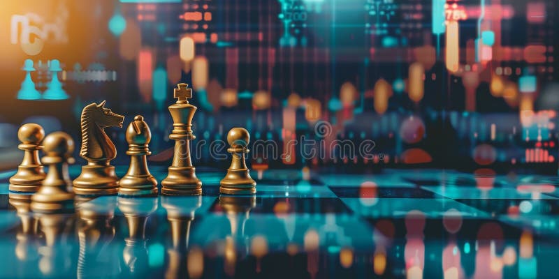 A Chess Board with a Reflection of the Pieces in the Water Stock ...