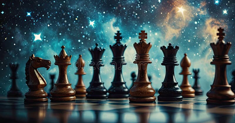 A Chess Board with a Row of Chess Pieces. Stock Illustration ...