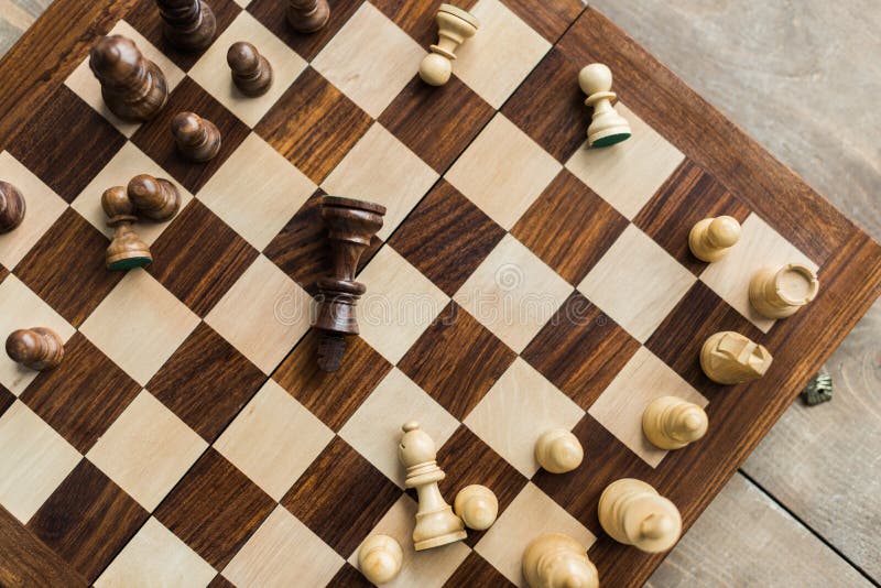 Chess Board with Scattered Chess Figures Stock Image - Image of hobby ...