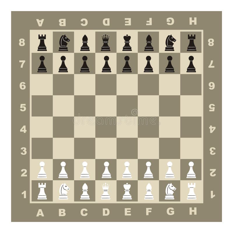 Chess Board with a Set of Hand-drawn Chess Pieces Stock Vector ...