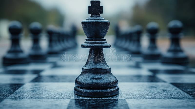 Chess Board with a Single Black Pawn Positioned on a Square Indicating ...