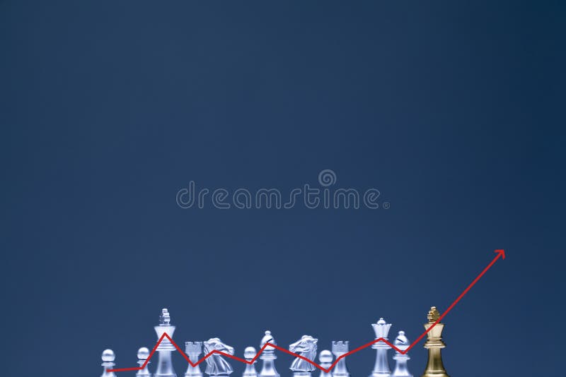 Chess Board Standing from the Crowd and Growth Increase Trend Line ...