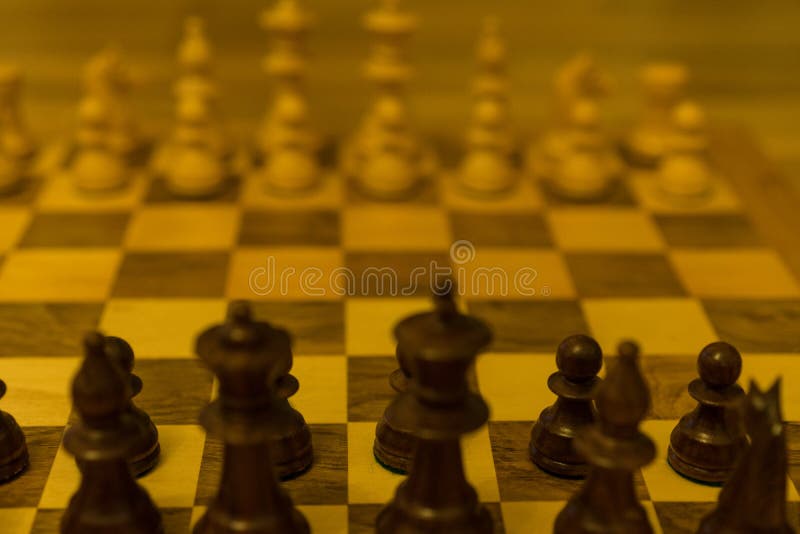 Chess Board Starting Position from Black Side View Stock Image - Image ...