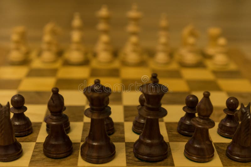 Chess Board Starting Position from Black Side View Stock Photo - Image ...