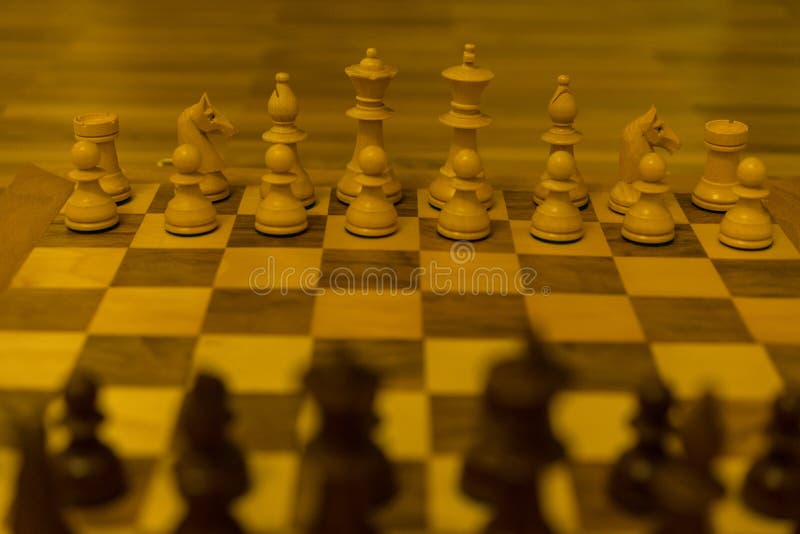 Chess Board Starting Position from Black Side View Stock Image - Image ...