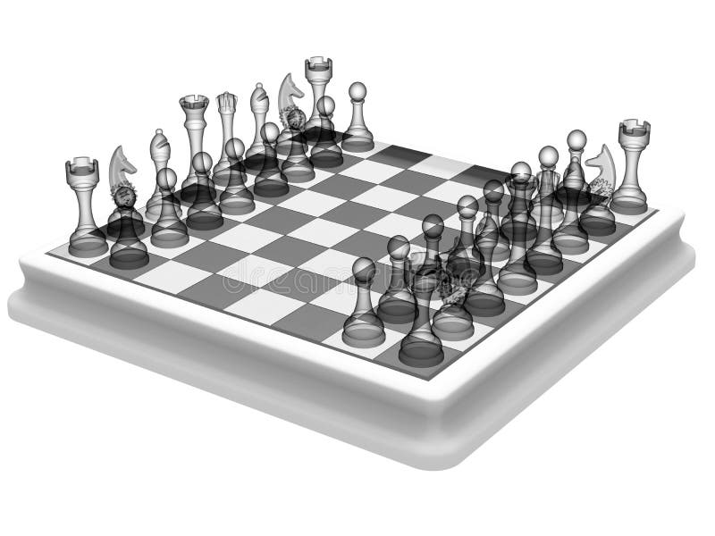 Chess Board with Transparent Pieces Stock Illustration - Illustration ...