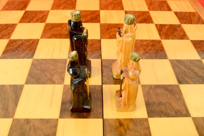 Chess Board with Two Kings and Two Queens Stock Photo - Image of ...