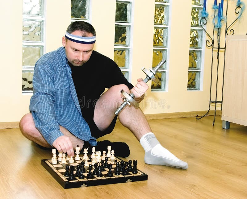 Chess or body building ? stock photo. Image of time, hardwood - 2310788