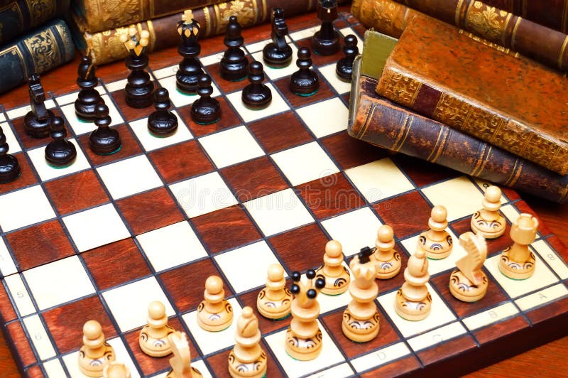 Chess and Books in Vintage Style Stock Photo - Image of competition ...