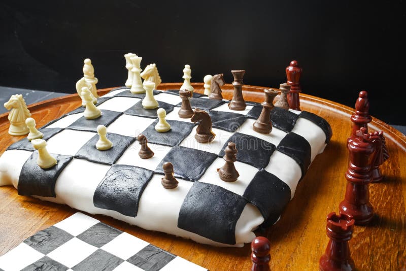 Chess Cake with Chocolate Chess Figures Stock Image - Image of ...