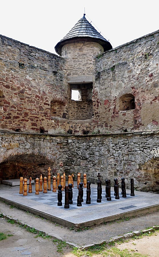 Chess and castle ruins stock photo. Image of game, ruins - 75675414