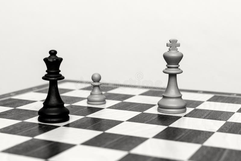 Chess Board with King, Queen and Pawn Stock Image - Image of game ...