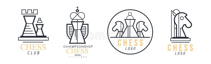 Chess Championship Logo and Label Design Vector Set Stock Illustration ...