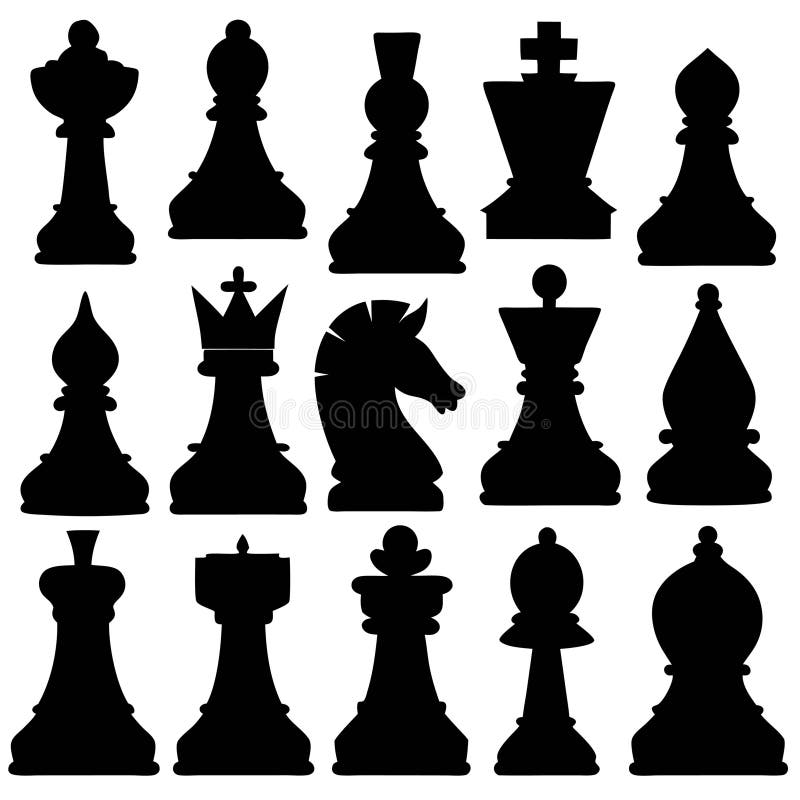 Chess Checkmate Silhouettes Set Large Pack of Vector Silhouette Stock ...