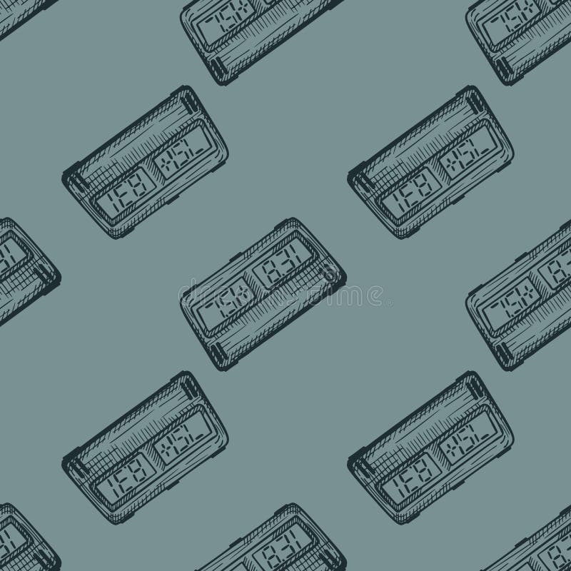 Chess Clock Electric Engraved Seamless Pattern. Retro Watch for Chess ...