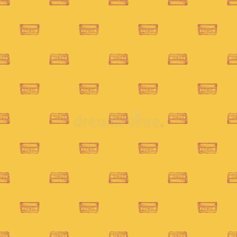 Chess Clock Electric Engraved Seamless Pattern. Retro Watch for Chess ...