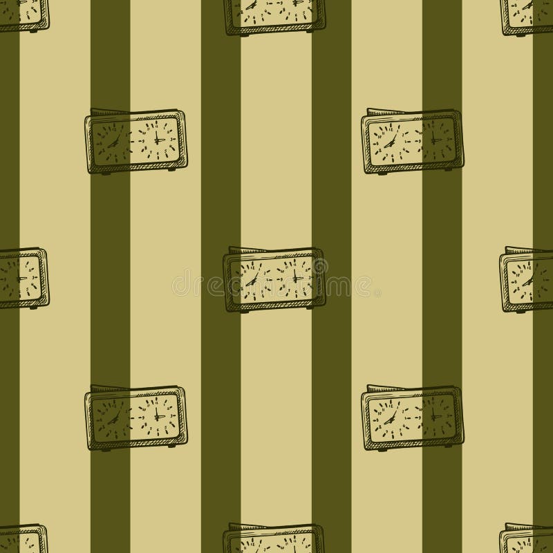 Chess Clock Engraved Seamless Pattern. Retro Watch for Chess Game in ...