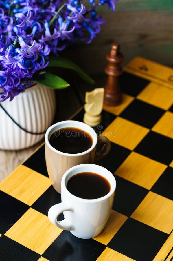 Chess and coffee stock image. Image of bunch, drink, chess - 51745509