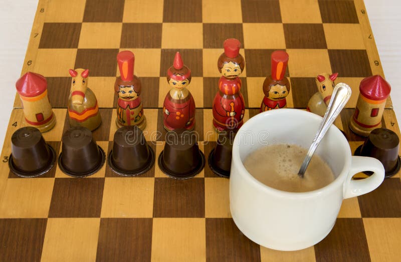 Chess with coffee. stock photo. Image of coffee, chess - 118673080