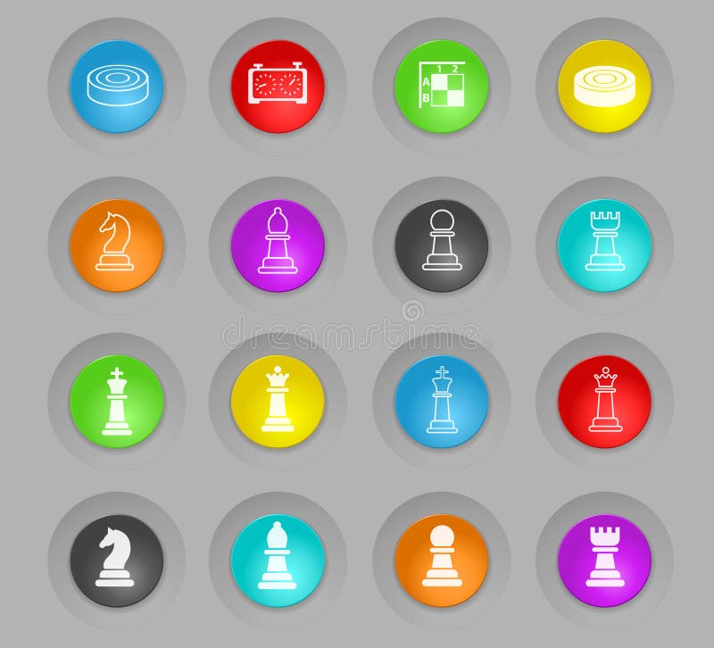 Chess Colored Plastic Round Buttons Icon Set Stock Vector ...