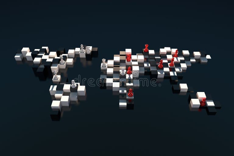 Chess Composed of World Maps, Strategic Development Stock Illustration ...