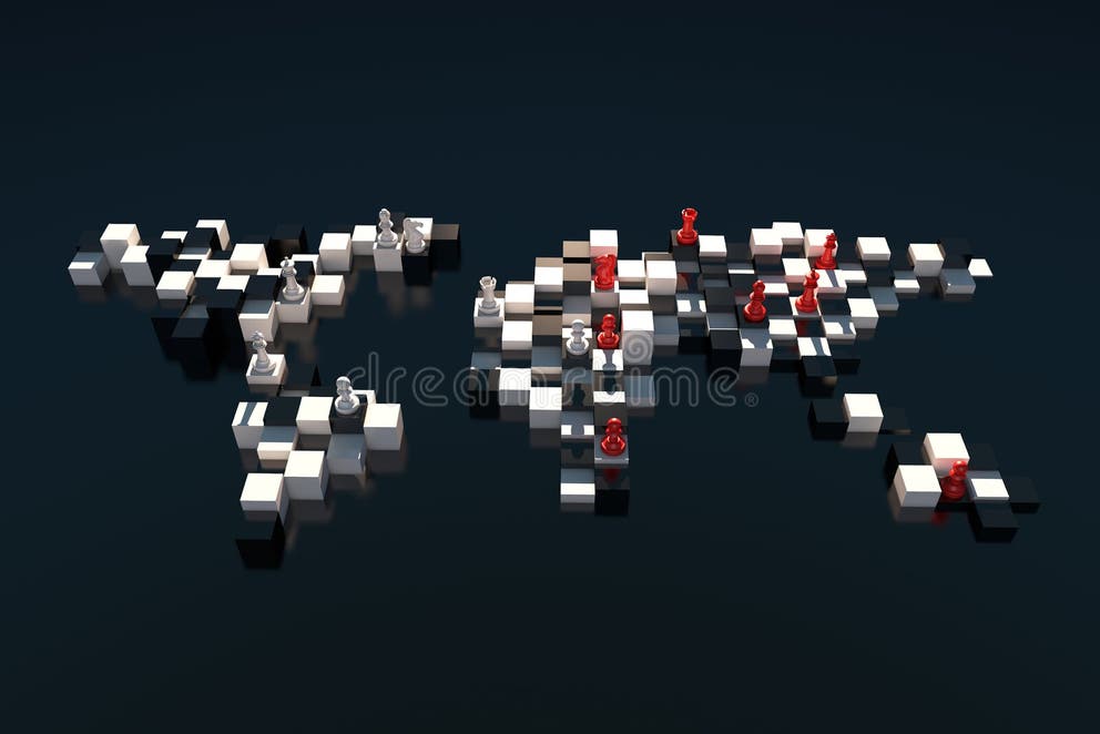 Chess Composed of World Maps, Strategic Development Stock Illustration ...