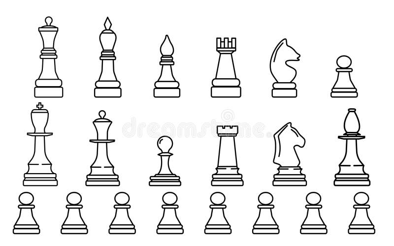 Chess Contour Set Element Design Stock Illustration - Illustration of ...