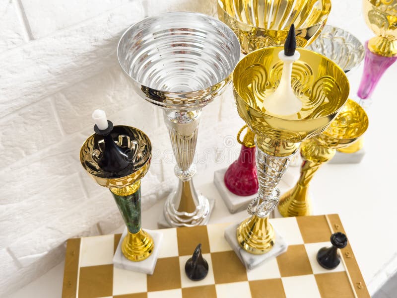 Chess Cups from a Chess Tournament Stock Image - Image of honour, queen ...