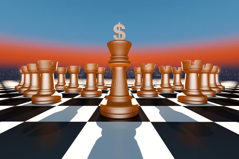 Chess and Currency Symbols, Strategic Competition and Teamwork and Win ...