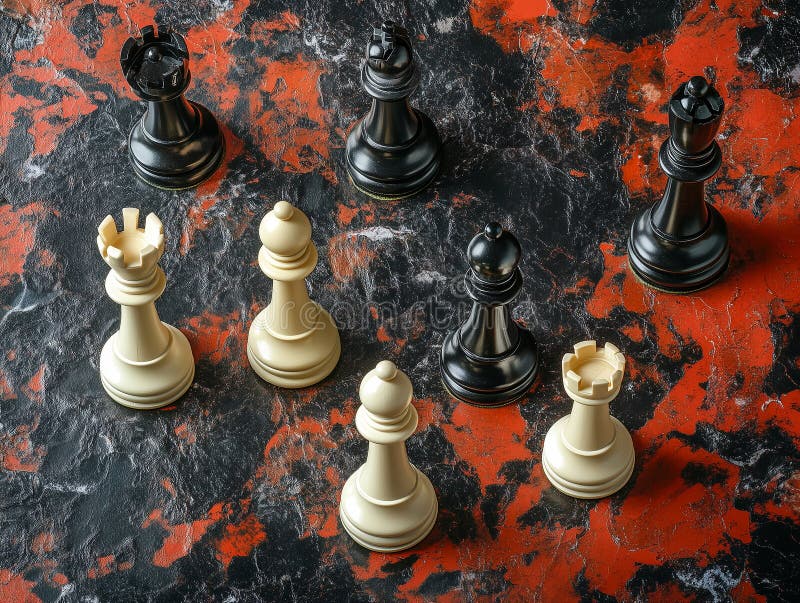 Chess. Different, Chess Pieces on a Shiny Black, Polished Stone ...