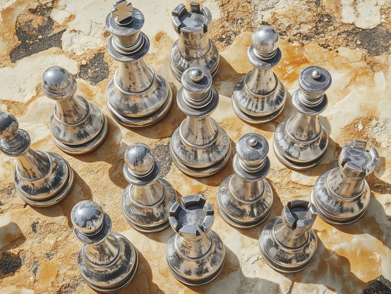 Chess. Different, Chess Pieces on a Shiny Black, Polished Stone ...