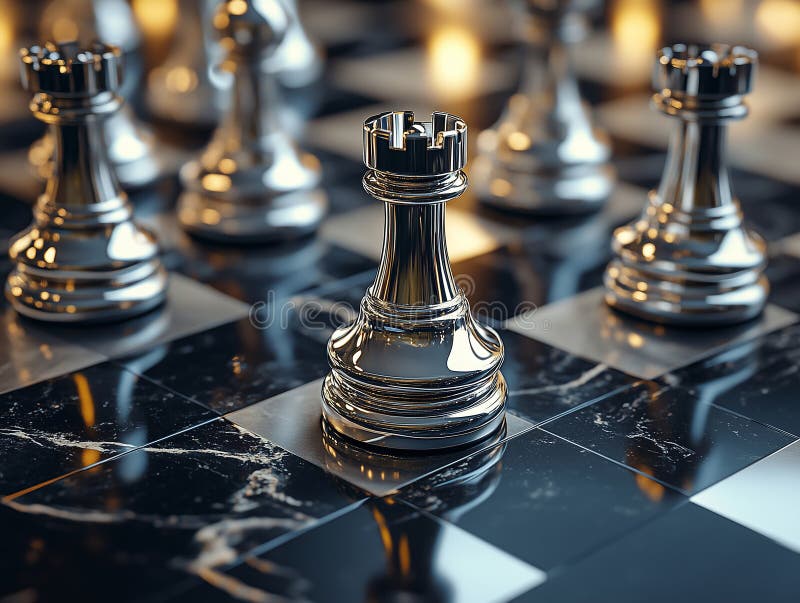 Chess. Different, Chess Pieces on a Shiny Black, Polished Stone ...