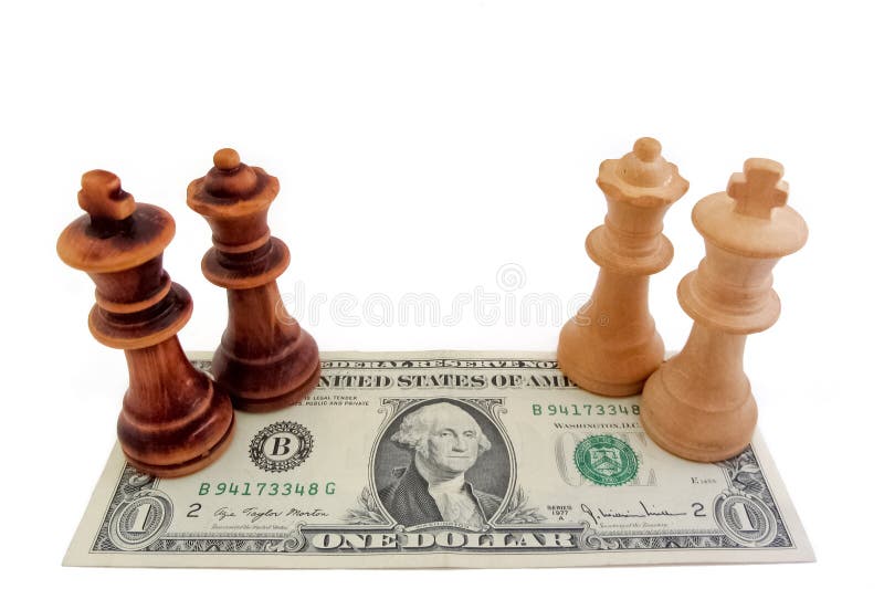 Chess and Dollar: Light and Dark King and Queen on One US Dollar Bill ...