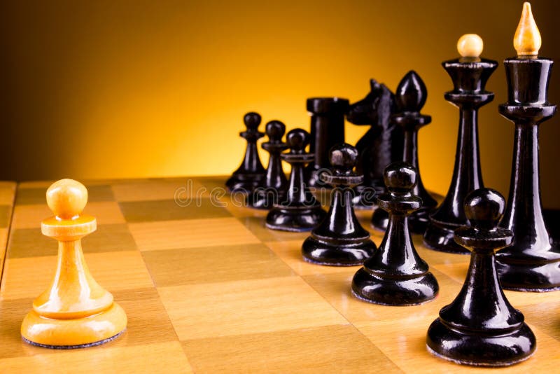 Chess Face To Face, First Step. Copy Space for Text Stock Image - Image ...