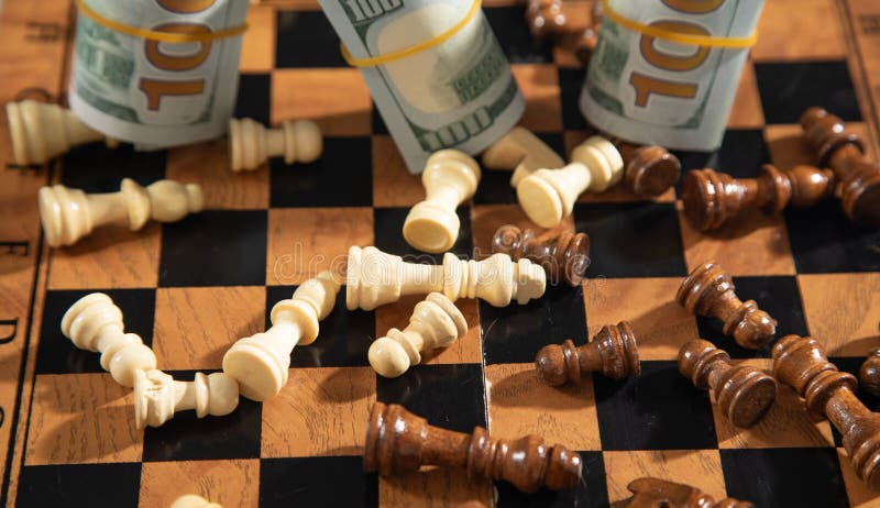 Chess Figures and Dollar Money on the Chessboard Stock Image - Image of ...